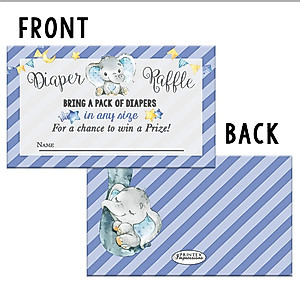 50 Elephant Baby Shower Diaper raffel Tickets, boy Blue (Small)