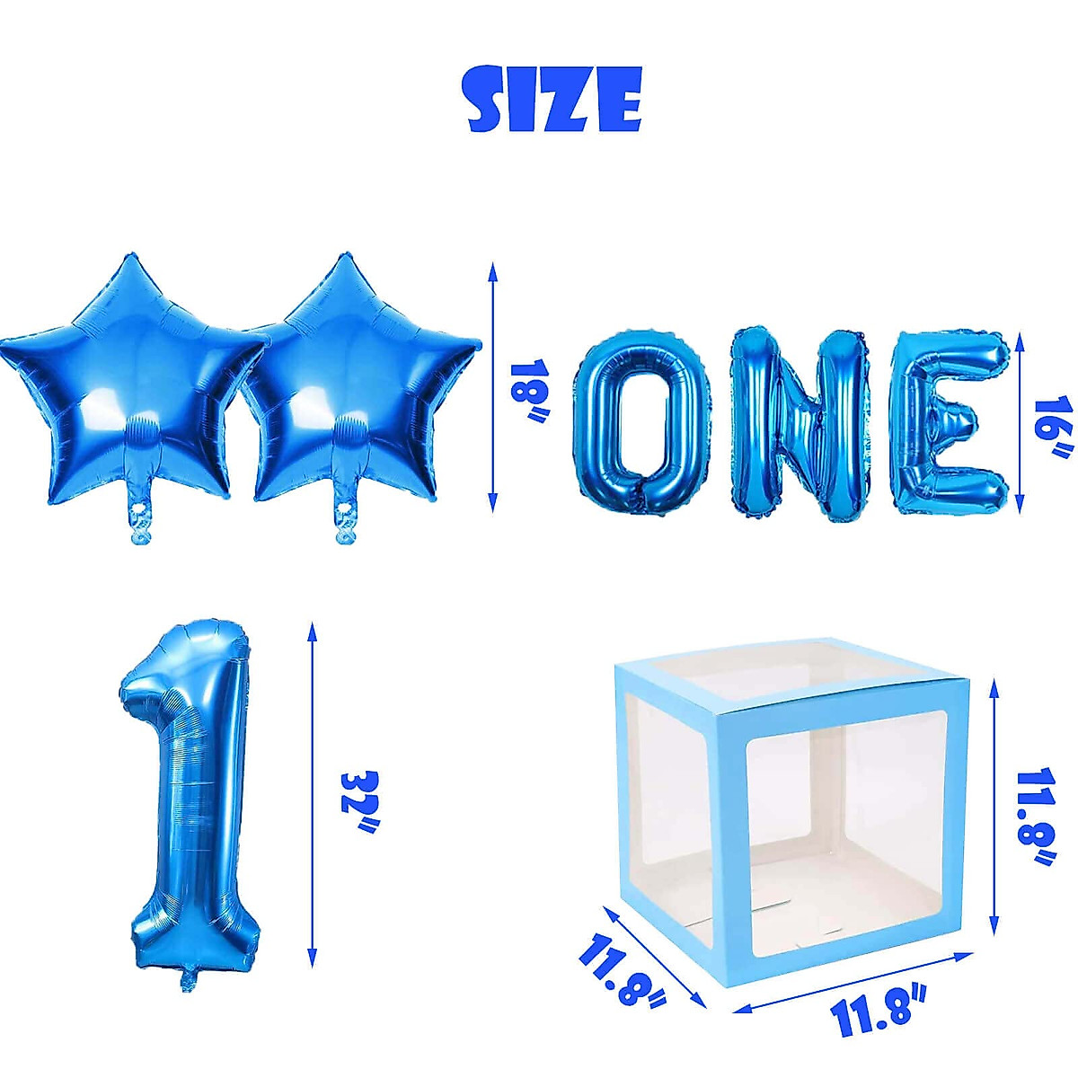 149 Pcs Boys 1st Bday Decorations Blue One Balloons Backdrop Boys One Year Old Birthday Balloons Garlands Arch Kit with Balloons Boxes for Boys First Birthday Baby Shower Party Supplies Decorations