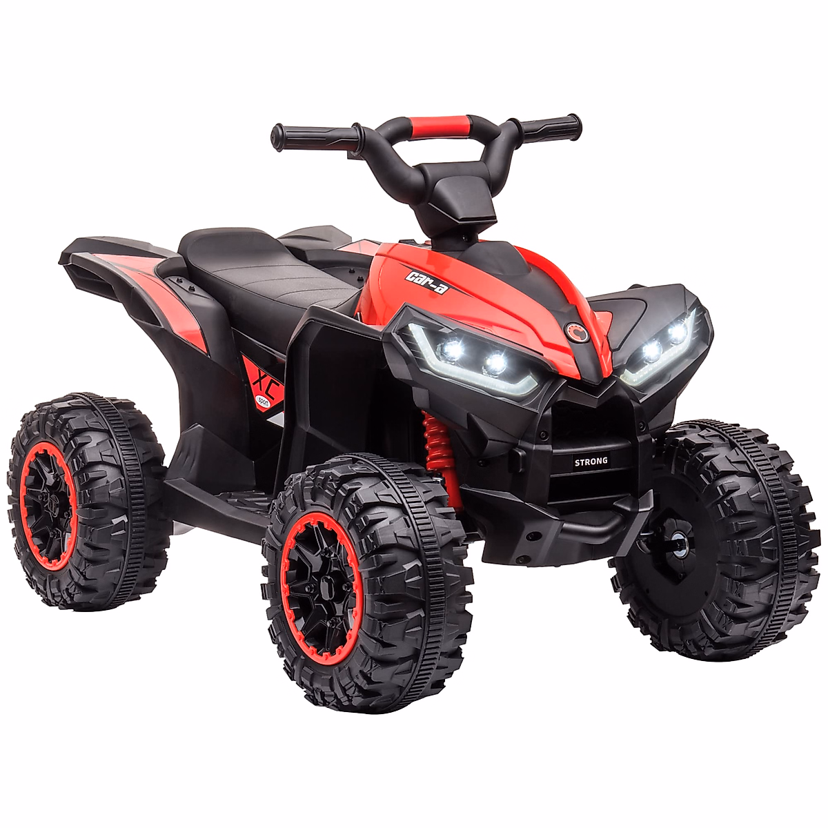Aosom 12V Kids ATV Quad Car with Forward & Backward Function, Four Wheeler for Kids with Wear-Resistant Wheels, Music, Electric Ride-on ATV for Toddlers Ages 3+ Years Old, Red