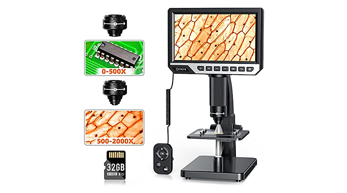 LCD Digital Microscope with 2000X Magnification and 7-inch Screen