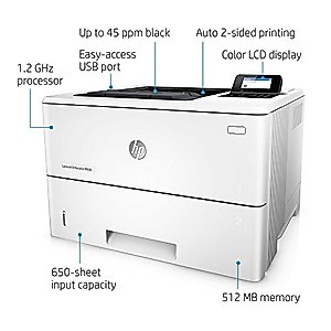 HP LaserJet Enterprise M506dn Laser Printer with Built-in Ethernet & Duplex Printing (F2A69A) (Renewed)