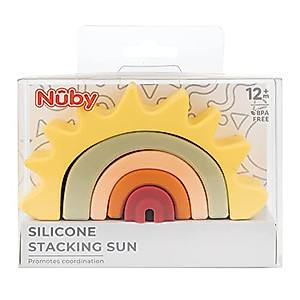 Nuby Soft Silicone Stackable Sun Interactive Toy for Early Development, Creativity, 12+ Months