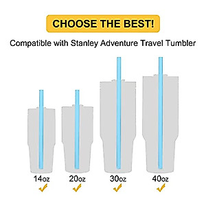 Silicone Straw Replacement 40 oz for Stanley Adventure Travel Tumbler, 6 Pack Reusable Straws Silicone Straws with Cleaning Brush Compatible with Stanley 40oz Stanley Cup Stanley Water Jug