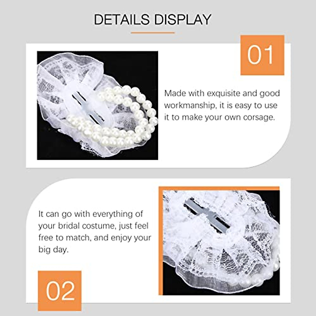 TEHAUX Bridal Wristband Pearl Bracelets Wrist Corsage Bride Accessories 12pcs Wedding Wrist Corsages Pearl Lace Corsage Wristlet Pearl Wedding Wristband Wrist Band for DIY Corsage Manual