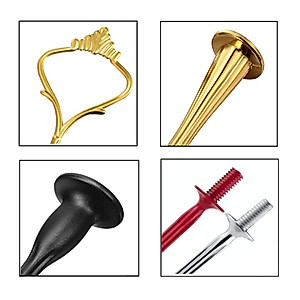 WHZAZGW 4 Sets of 3 Tier Cake Plate Stand Handle, Metal Fruit Cake Cupcake Plate Stand Handle Fitting Hardware, Crown Fittings (Sliver & Gold & Red & Black)