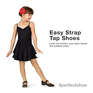 Theatricals Girls Velcro Strap Tap Shoes Black Patent 11.0M T9050C