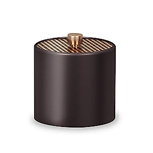 nu steel Selma Decorative Steel Bathroom Vanity Countertop Storage Organizer Canister Jar for Cotton Swabs, Rounds, Balls, Makeup Sponges, Bath Salts - Copper & Oil Rubbed Bronze