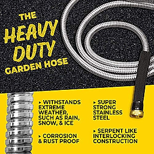 Bionic Steel PRO Garden Hose - 304 Stainless Steel Metal 75 Foot Garden Hose – Heavy Duty Garden Hose Lightweight, Kink-Free, Stronger Than Ever with Brass Fittings and On/Off Valve – 2021 Model