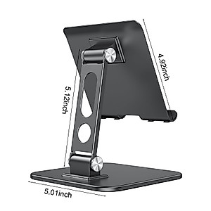 OMOTON Upgraded Adjustable Tablet Stand Holder, Heavy Duty Foldable Portable Monitor Stand, Travel Essentials for iPad Pro/Air/Mini, Surface Pro, 4.7''-15.6', Black