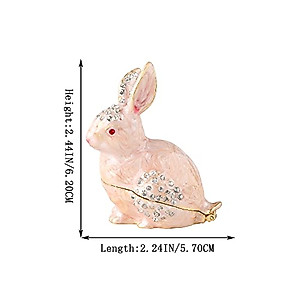 QIFU Cute Mini Pink Rabbit Style Enameled Trinket Box Hinged, Unique Gift for Family …