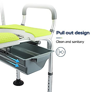 Shower Chair with Arms and Back, Boiarc Shower Benches for Inside Shower, Raised Toilet Seat with Handles, Shower Chairs for Seniors for Shower Stall, Bedside Commode for Elderly Disabled Pregnant