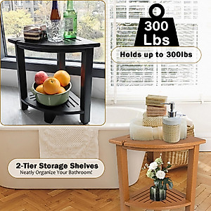 Corner Shower Stool for Inside Shower, Waterproof Shower Bench for Shaving Legs, Bathroom Bench Shower Seat with Storage (Black)