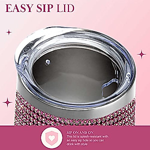 Paris Hilton Diamond Bling Wine Tumbler, Vacuum Insulated Stainless Steel with Easy Sip Lid, Bedazzled with Over 2500 Rhinestones, 12-Ounce, Pink