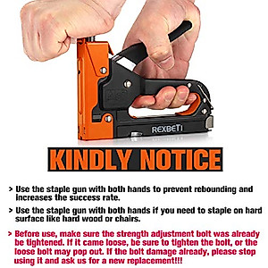 REXBETI Staple Gun, Manual Brad Nailer Power Heavy Duty 3 in 1 Staple Gun with 2600-Piece Staples for Upholstery, Fixing Material, Decoration, Carpentry, Furniture (Staple Gun+Case+Remover)