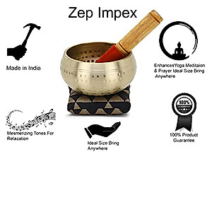 Zap Impex Beautiful New Hand Hammered Brass Singing Bowl Tibetan Meditation Yoga Singing Bowls 4.5 Inch