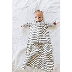 Little Unicorn – Grey Stripe Cotton Muslin Sleep Bag | 100% Cotton | Super Soft and Lightweight | Baby | Size Medium: 6-12 Months | Machine Washable | 1.1 TOG