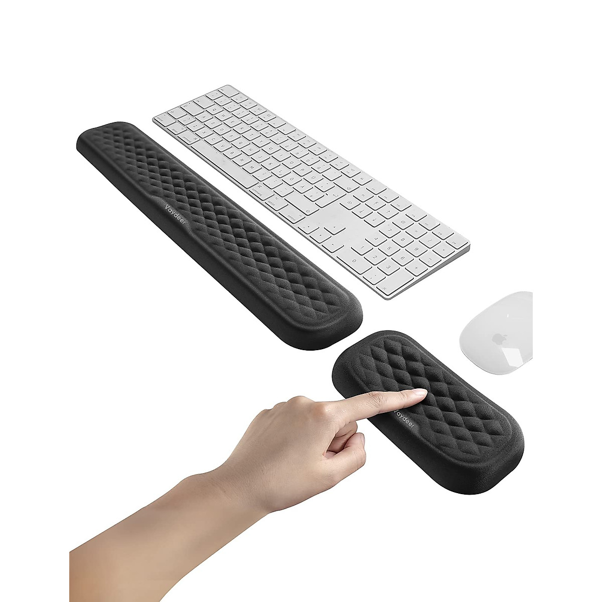 Vaydeer Wrist Rest for Keyboard and Mouse, Computer Ergonomic Wrist Support Pad, Soft Memory Foam Arm Cushion for Desk, Palm Hand Office Laptop Typing