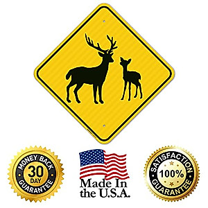 Deer with Fawn Crossing Sign, 18x18 Inches, 3M AEGP Reflective.063 Aluminum, Fade Resistant, Made in USA by Sigo Signs
