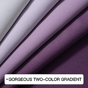 COSVIYA Grommet Ombre Room Darkening Curtains 63 inch Length, Purple and Greyish White Gradient Drapes Light Blocking Insulated Thermal Window Curtains for Bedroom/Living Room,2 Panels,52x63 inches