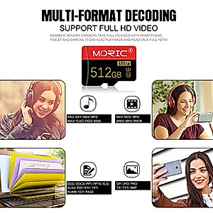512GB Micro SD Card (Class 10 High Speed) Memory Card for Cameras,Drone,Dash Cam,Camcorder,Surveillance,Smartphone