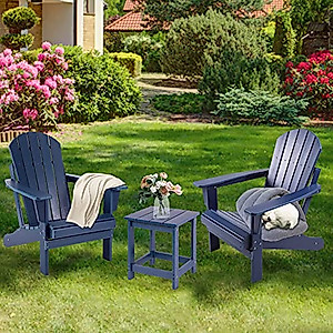 LZRS Adirondack Square Side Table, Pool Composite Patio Table,HDPE End Tables for Backyard,Pool, Indoor Companion, Easy Maintenance & Weather Resistant(Navy Blue)