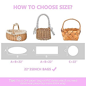 CIEOVO 20 Pieces Large Valentine Basket Bags with 20 Pieces Bows Ribbon 23 x 35 Inch Clear Valentines Day Baskets Empty Bags Heart Printed Cellophane Wrap for Gift Baskets Presents Weddings