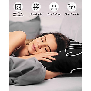 Edwiinsa Halloween Pillow Covers King Standard Set of 2 Bed Pillow, White Words Witches Brew Horror Black Plush Soft Comfort for Hair/Skin Cooling Pillowcases with Envelop Closure 20''x36''