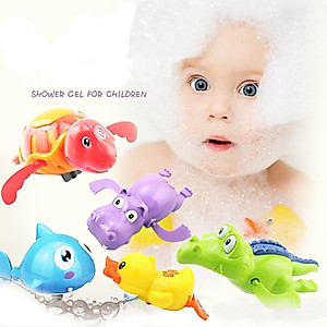 5 Pack Pool Float Bath Toys, Wind Up Swimming Bathtub Animals for Boys Girls Toddlers , Fish Tortoise Hippocampus Crocodile Duck, Smooth Cute Shower Water Toy (Random Color)