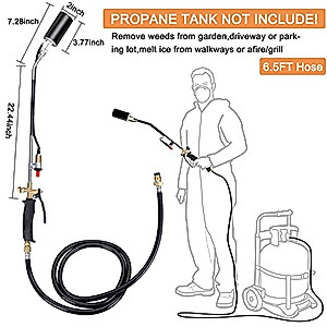 NOENOUGH Propane Torch Weed Burner Torch High Output 800,000 BTU with 6.5ft Hose Heavy Duty Blow Torch with Flame Control and Turbo Trigger Push Button Igniter for Garden Stumps Wood Ice Snow Roofing