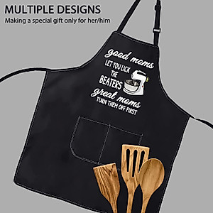 POFULL Funny Apron Gift for Mom Good Moms Let You Lick the Beaters Great Moms Turn Them Off First (good moms Apron)