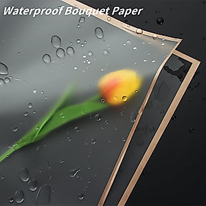 XIYUAN 20 Counts Gold Edge Fresh Flowers Wrapping Paper,DIY Crafts，Gift Packaging or Gift Box Packaging,Waterproof Flower Wrapping paper 22.8X22.8 inches Florist Bouquet Supplies,Gold Edge (Black)