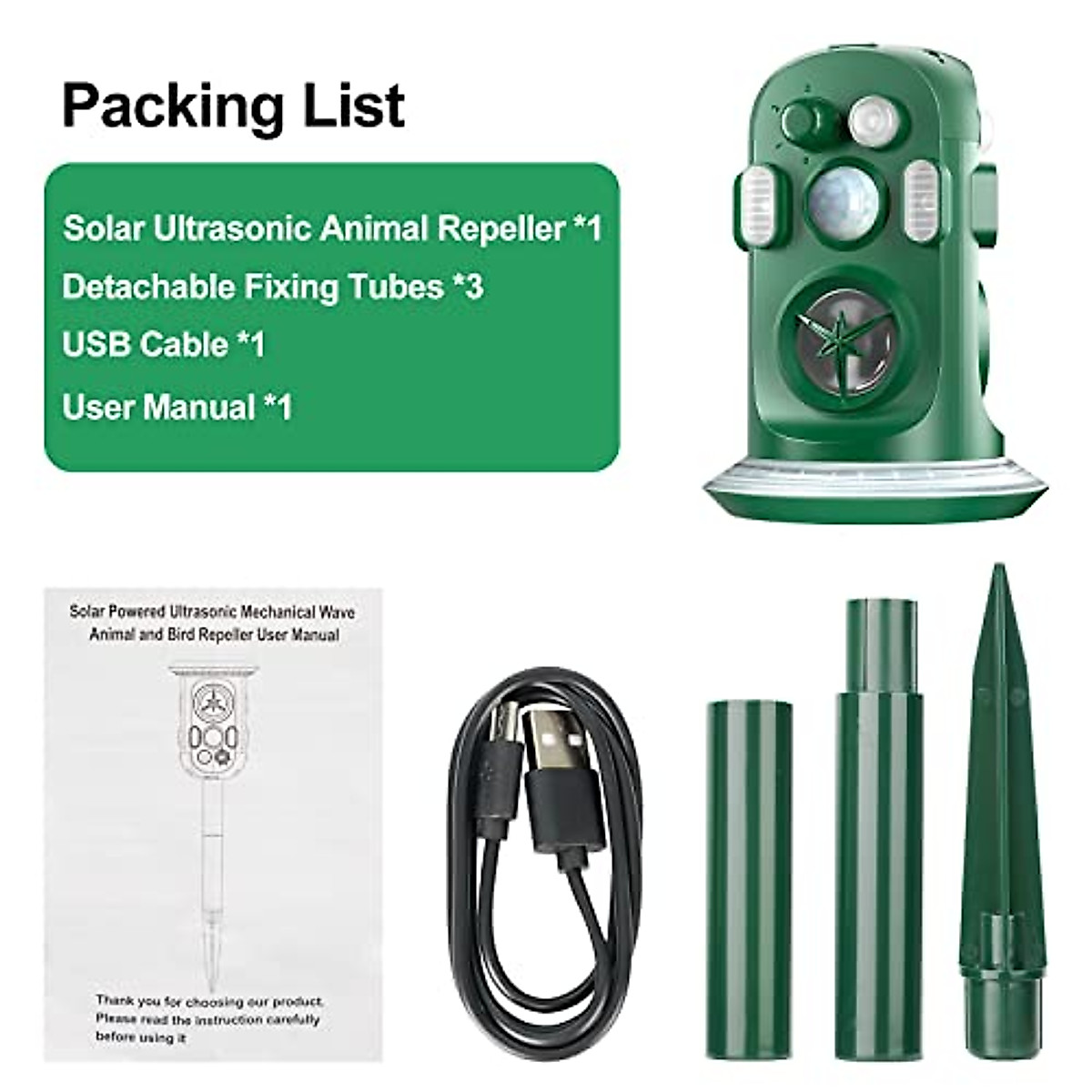 Cat Repellment,Meilen 360° Ultrasonic Animal Repeller Outdoor, Waterproof with Motion Detector,USB/Solar Powered Repellent, Flashing Lights, Repel Dogs,Cat,Fox,Raccoon,Skunk,Rabbit,Squirrels