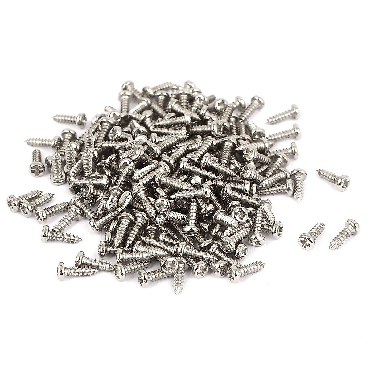 uxcell M1.7x6mm Thread Nickel Plated Round Head Self Tapping Screws 200pcs