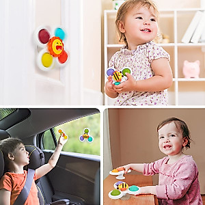 UNIH Spinning Top Sensory Toys for Toddlers Age 1-3, Infant Baby Toys 12-18 Months Suction Cup Spinner Toy, Learning Toys for 1 2 Year Old Boy Gifts, Christmas Birthday Gifts for 1 2 Year Old Girl