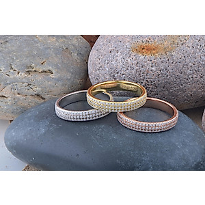 SILVERCLOSEOUT Rhodium Plated Sterling Silver Womens Wide CZ Cubic Zirconia Eternity Band Ring - Size 7