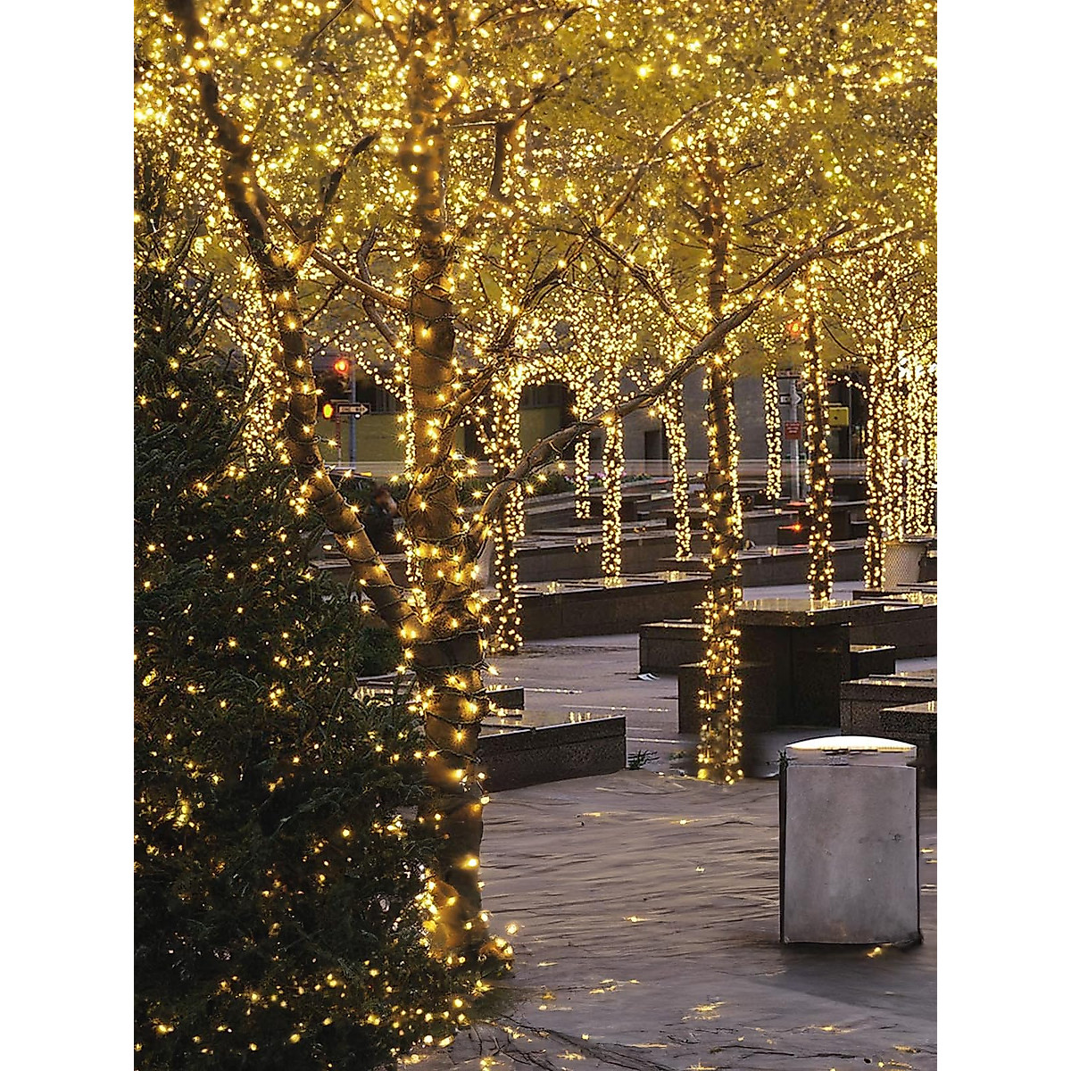 Twinkle Star Outdoor Christmas Lights Battery Operated 50 LED Mini String Light with 8 Modes, 16ft Waterproof Fairy Lights for Garden Xmas Tree Wedding Wreath Party Decoration (Warm White, 2 Pack)