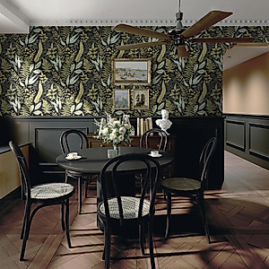 Ismoon Peel and Stick Wallpaper, Leaf Wallpaper Peel and Stick Tropical Botanical Contact Paper Fern Moss Wallpaper Vintage Removable Wallpaper Vinyl Self-Adhesive Sticky Wallpaper Bathroom 16.1x118in