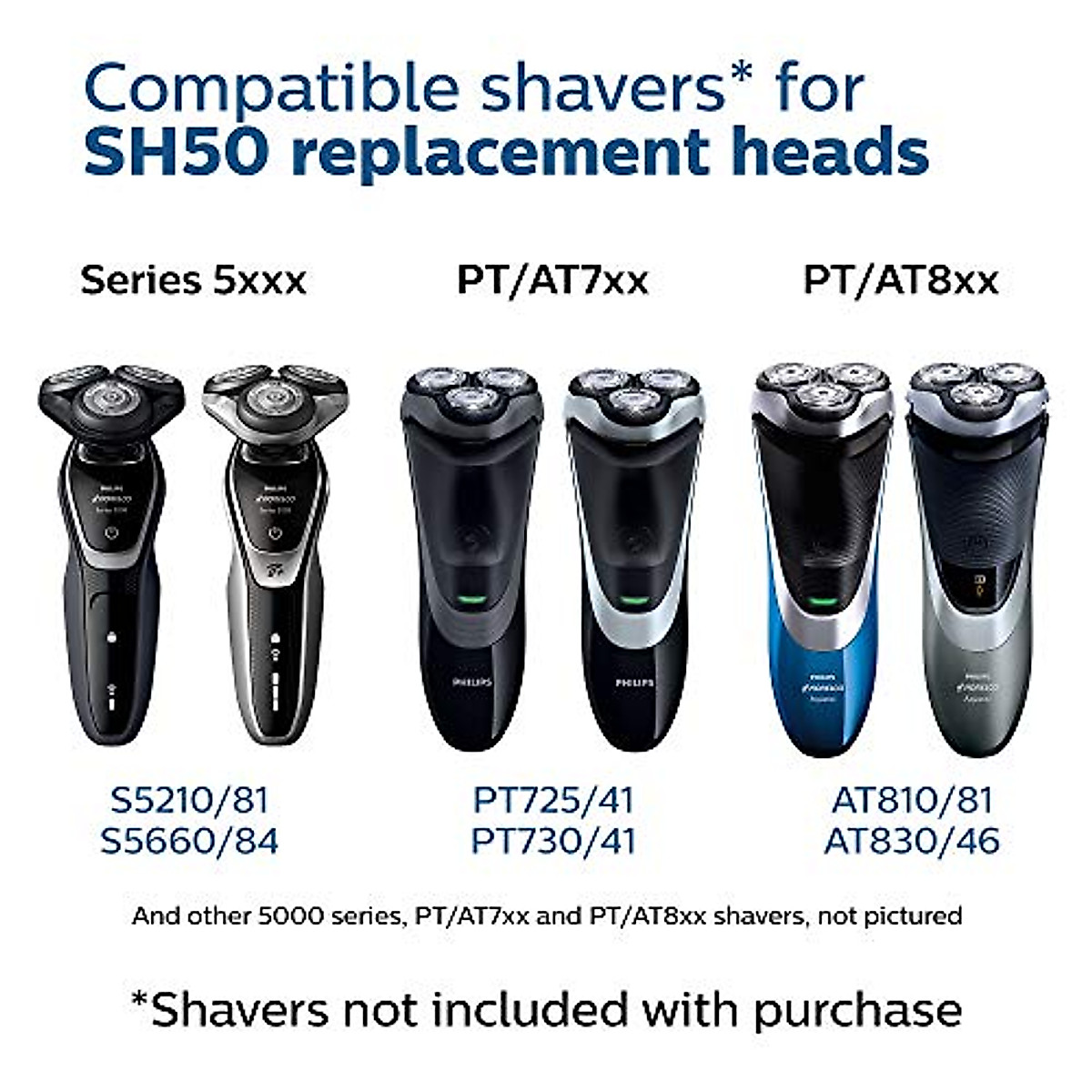 Philips Norelco Replacement Heads for Series 5000 Shavers, SH50/52