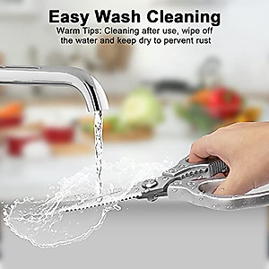 CGBE Kitchen Scissors, Multi-Purpose Kitchen Shears, Heavy Duty Dishwasher Safe Food Scissors, Non Slip Stainless Steel Sharp Cooking Scissors for Kitchen, Chicken, Poultry, Fish, Meat, Herbs-Sliver