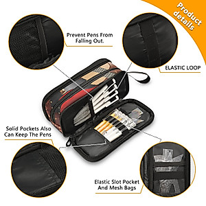 Emelivor Musical Guitar Pencil Case Big Capacity Pencil Pouch Pencil Bags with Zipper Pencil Box for Girls Teens Kids Boys Adults Students Office School Supplies Pen Case Organizer