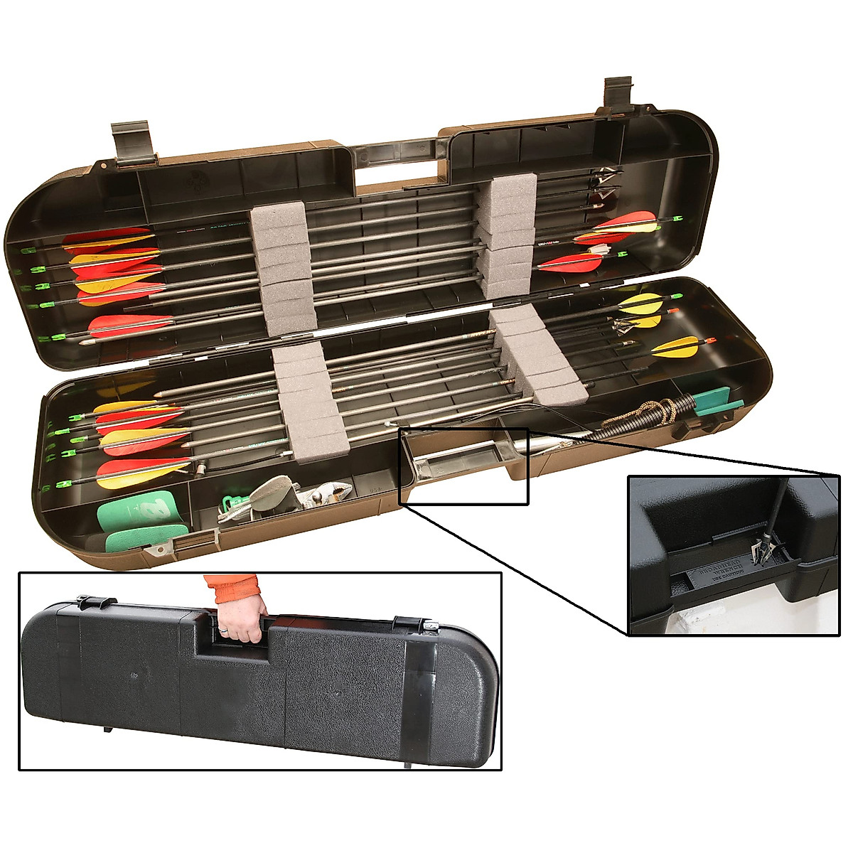 MTM BH 35-40 Arrow Plus Case, Snap-Lock Latches, Double Padlocked Tabs for Security, USA Made, Black