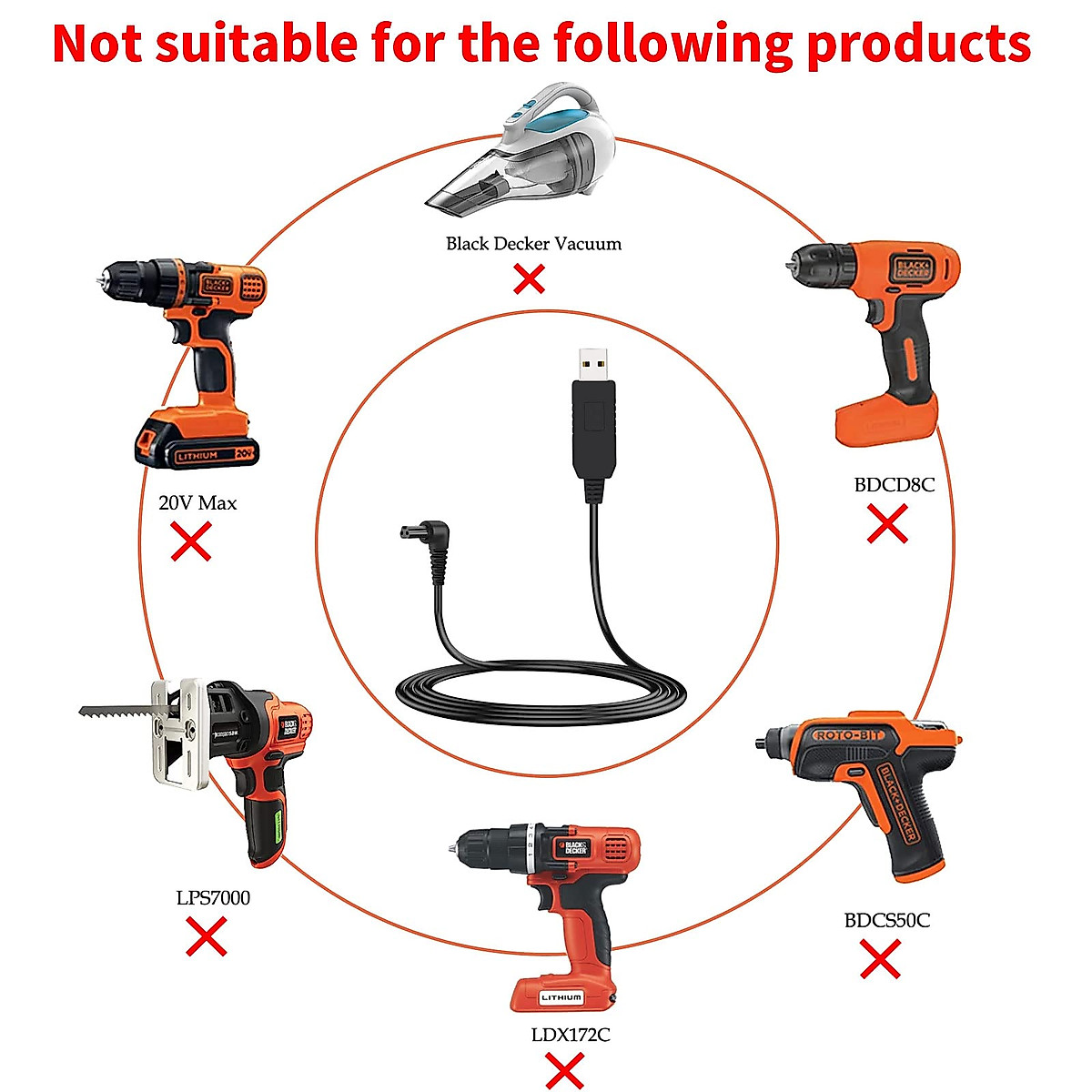 MEROM Charger Cord for Black and Decker Charger LI200 LI3100 BDCS40G BDCS20C GSL35 Cordless Screwdriver Replacement Black+Decker Power Cable