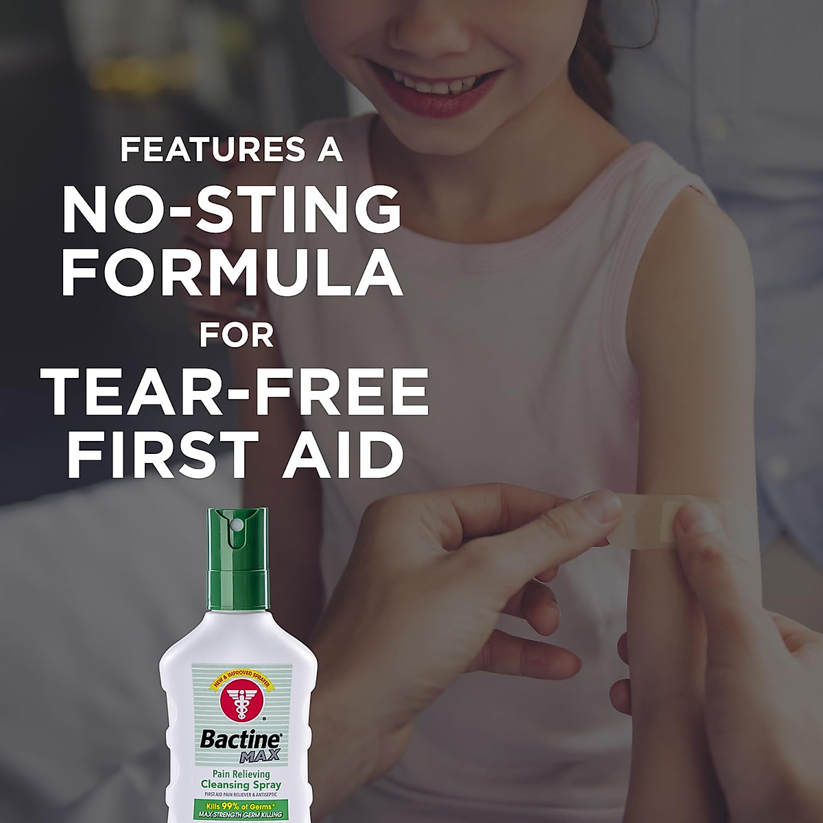 Bactine MAX First Aid Spray - Pain Relief Cleansing Spray with 4% Lidocaine - Numbing Lidocaine Kills 99.9% of Germs - Pain + Itch Relief For Minor Cuts & Scrapes, Burns & Bug Bites - 5oz