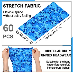 Didaey 60 Pcs Neck Gaiter Bulk for Men Women Balaclava Face Mask Coverings Seamless Headwear Bandana UV Protection Neck Scarf(Camouflage Pattern)