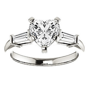 10K/14K/18K Solid White Gold Handmade Engagement Ring, 2 CT Heart Cut Moissanite Solitaire Ring, Wedding Ring Set for Women/Her, Anniversary/Propose Gifts, VVS1 Colorless, Jewelry