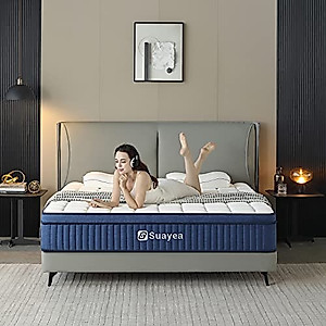 SUAYEA King Mattress, King Size Mattress in a Box, 10 Inch Hybrid Mattress King Size, Ultimate Motion Isolation with Gel Memory Foam and Pocket Spring, Medium Firm Mattress, Edge Support