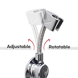 BathBeyond Adjustable Shower Head Holder - Universal Wall Mount with Flexible Vacuum Suction Cup & Adhesive Sticker, Easy Installation for Handheld Showers No-Drill Shower Accessory Shower Head Stand