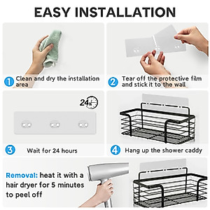 FEPTUASE 14 Pack Shower Caddy Adhesive Replacement, Transparent Strong Adhesive Hooks, No Drilling, Waterproof Wall Hooks for Shower Caddy, Bathroom Storage Shelves and Kitchen Racks