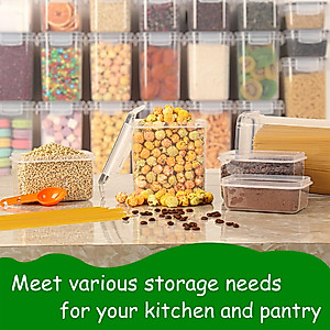 Airtight Food Storage Containers with Lids Set 10 Pack, Clear Plastic Pantry & Kitchen Organizers and Storage for Cereal Flour Pasta Snacks Sugar & Dry Food, BPA Free, with multiple Labels & Spoons