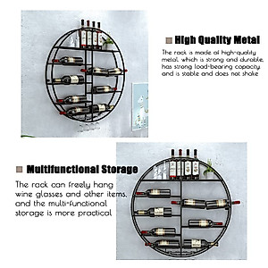 Wall Mounted Wine Rack,Round Wine Glass Goblet Holder,Metal Hanging Wine Rack for Bar Wine Cellar Kitchen Storage Display (60x10x60cm(24x4x24inch))